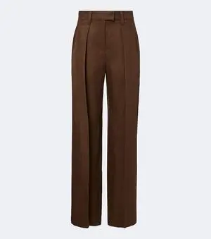 Brunello Cucinelli Monili Linen Wide-leg Pants - Brown