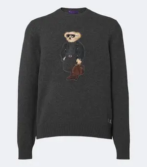 Ralph Lauren Purple Label Polo Bear Embroidered Sweater - Grey