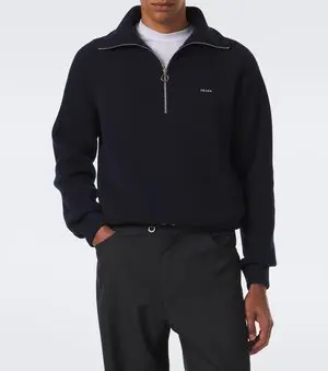 Prada Wool And Cashmere Half-zip Sweater