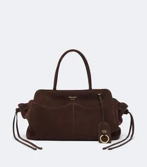 Prada Allusion Large Suede Tote Bag - Brown