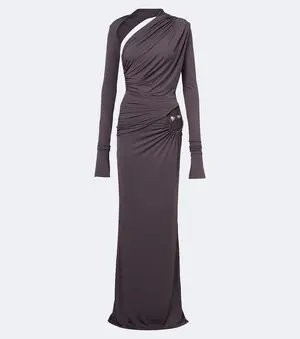 DE LA VALI Jade Cutout Asymmetric Jersey Gown - Grey