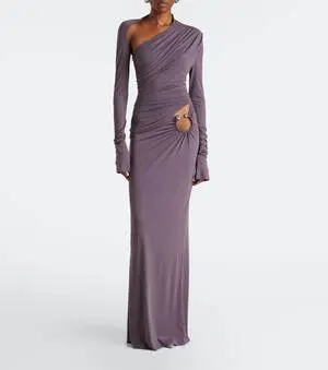 DE LA VALI Jade Cutout Asymmetric Jersey Gown