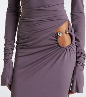 DE LA VALI Jade Cutout Asymmetric Jersey Gown