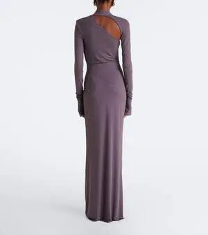 DE LA VALI Jade Cutout Asymmetric Jersey Gown