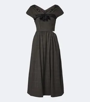Simone Rocha Prince Of Wales Check Wool Midi Dress - Grey