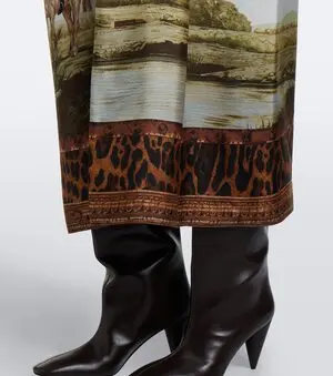 Ralph Lauren Debbie Printed Silk Twill Midi Skirt
