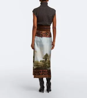 Ralph Lauren Debbie Printed Silk Twill Midi Skirt