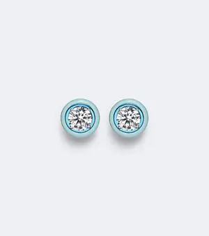 KAMYEN Dottie 18kt White Gold And Enamel Earrings With Diamonds - Silver