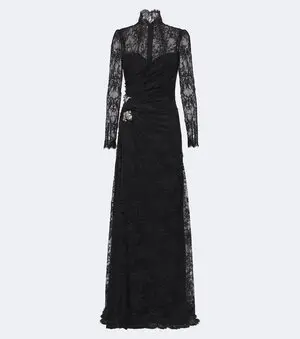 Monique Lhuillier Embellished Lace Bustier Gown - Black