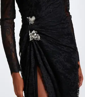 Monique Lhuillier Embellished Lace Bustier Gown