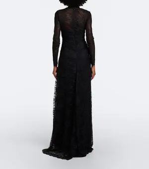 Monique Lhuillier Embellished Lace Bustier Gown
