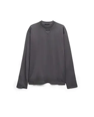 Prada Long-sleeved Cotton T-shirt - Grey