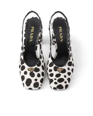 Prada Printed Calf Hair Leather Slingback Pumps