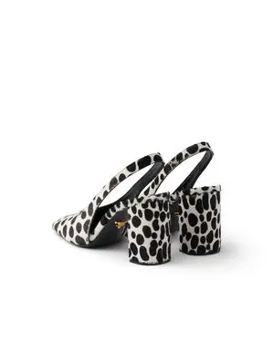 Prada Printed Calf Hair Leather Slingback Pumps