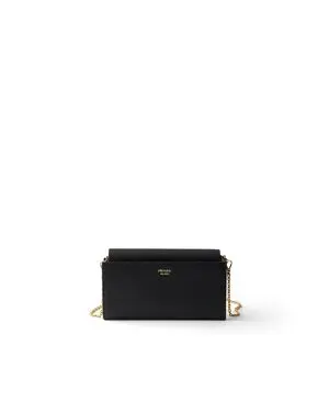 Prada Saffiano Leather Wallet With Shoulder Strap