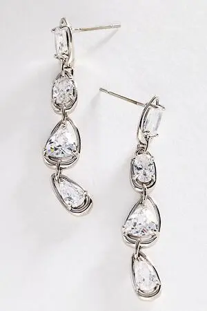 Anthropologie Crystal Drop Earrgs Silver