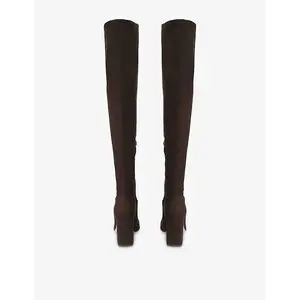 Steve Madden Fair Play Faux-suede Heeled Knee-high Boots - Dark Brown
