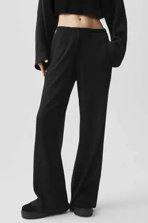 Alo Yoga Ribbed Mid-rise Reset Pants - Black