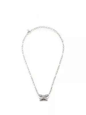 SELF-PORTRAIT Crystal Pearl Bow Necklace