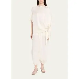Loulou De Saison Mano Asymmetric Knotted Silk Blouse