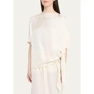 Loulou De Saison Mano Asymmetric Knotted Silk Blouse
