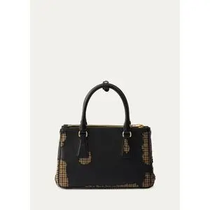 Prada Galleria Houndstooth Wool & Leather Top-handle Bag