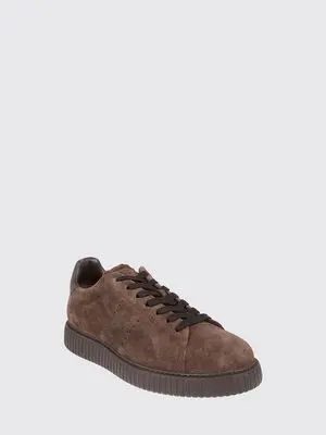 Hogan H677 Leather And Suede Low-top Sneakers With Perforated H Logo - Camel