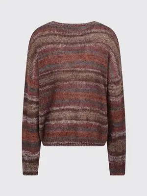 ROBERTO COLLINA Striped Crewneck Jumper In Alpaca Wool With Dropped Shoulders - Red
