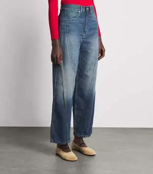 Sandro Topstitch Wide-leg Jeans