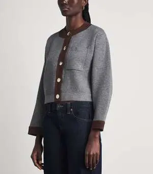 Sandro Suede-trim Cropped Cardigan