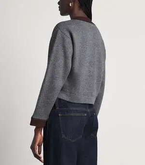 Sandro Suede-trim Cropped Cardigan