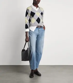Sandro Wool Embellished Argyle Sweater - Black