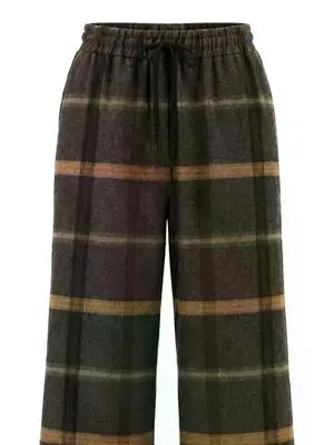 ALYSI Tartan Flannel Trousers - Brown