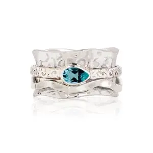 CHARLOTTE'S WEB JEWELLERY Aura Zen Spinning Ring Turquoise Topaz - Silver