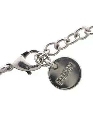Dior 2022 Brass Petit Strass Cd Logo Pendant Necklace Costume Necklace