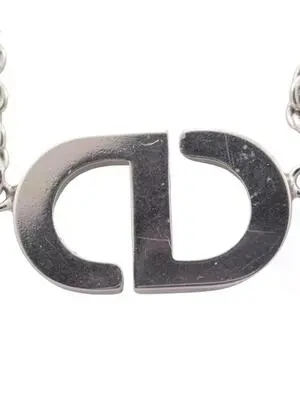 Dior 2022 Brass Petit Strass Cd Logo Pendant Necklace Costume Necklace