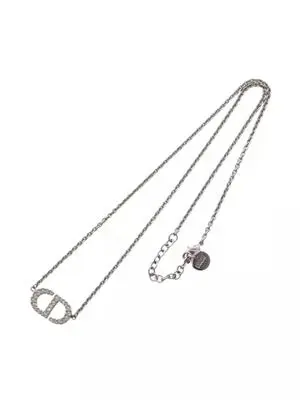 Dior 2022 Brass Petit Strass Cd Logo Pendant Necklace Costume Necklace