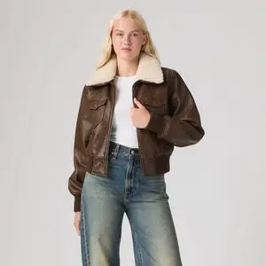 LEVI'S Cropped Western Bomber Jacket - Brown