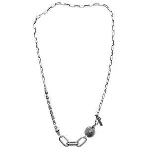 GEM KINGDOM Skull & Shield Chain Necklace - Silver