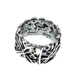 GEM KINGDOM Rebel Rebel Textured Band Ring - Silver