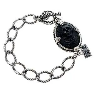 GEM KINGDOM Rebel Rebel Skull Cameo Bracelet Black - Black/silver