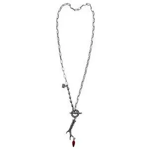 GEM KINGDOM Rebel Rebel Antler Necklace - Silver/red