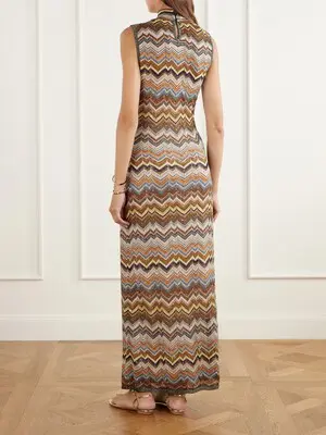 Missoni Striped Metallic Crochet-knit Maxi Dress