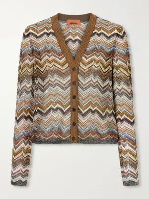 Missoni Striped Metallic Crochet-knit Cardigan - Multi