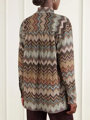 Missoni Sequin-embellished Metallic Crochet-knit Blouse
