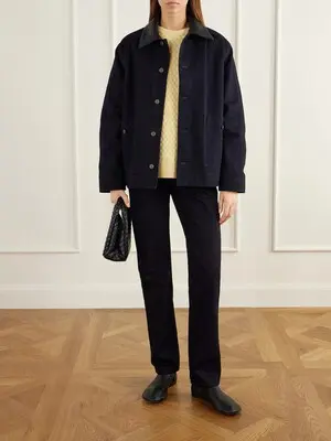 Bottega Veneta Intrecciato Leather-trimmed Denim Jacket
