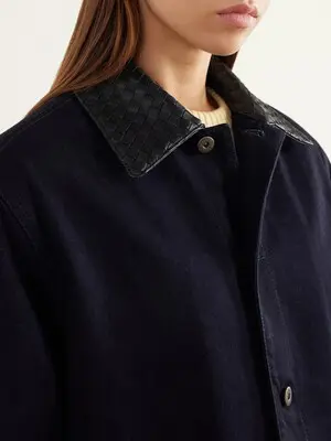 Bottega Veneta Intrecciato Leather-trimmed Denim Jacket