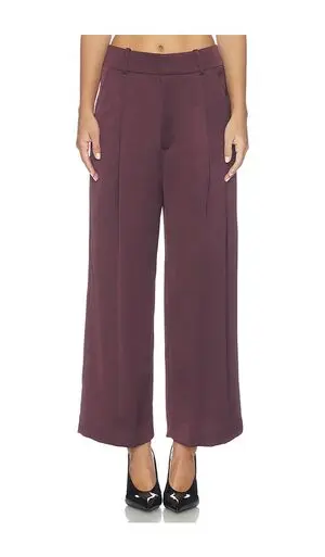 Smythe Cropped Pleated Trouser In Burgundy