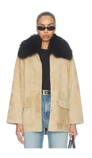 SUSANNA CHOW Raegan Suede Feild Jacket In Brown - Hazelnut