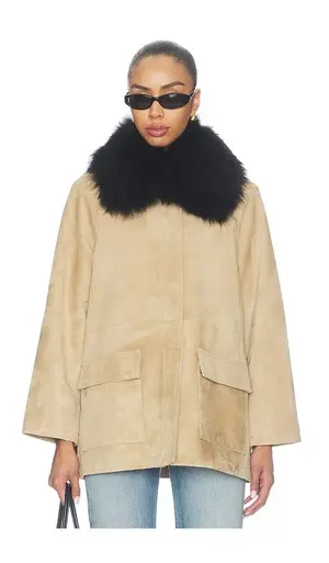 SUSANNA CHOW Raegan Suede Feild Jacket In Brown